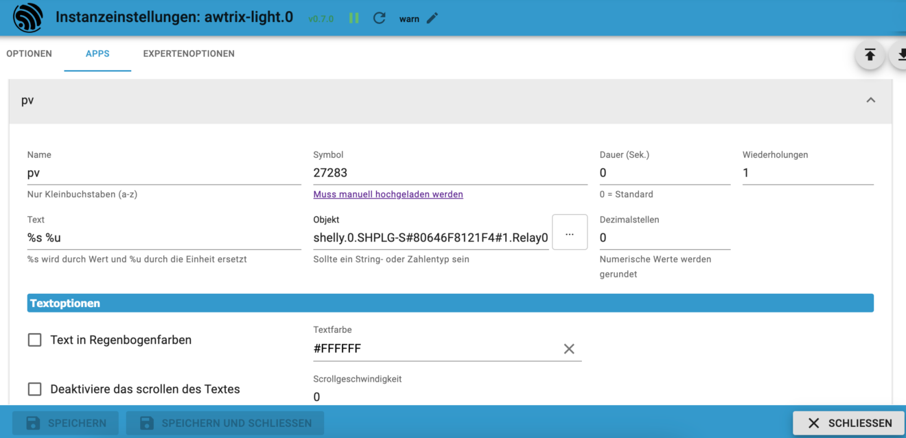 Ulanzi Awtrix: ioBroker-Anbindung für Spotify, Meross, Shelly und mehr